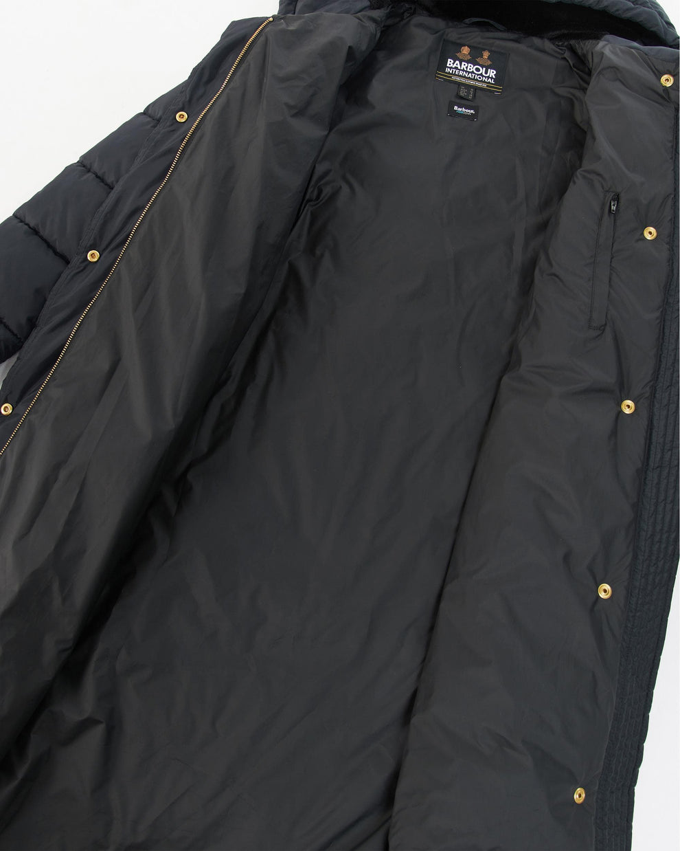 Barbour International Track Line Womens Long Quilted Jacket - Black – CHO