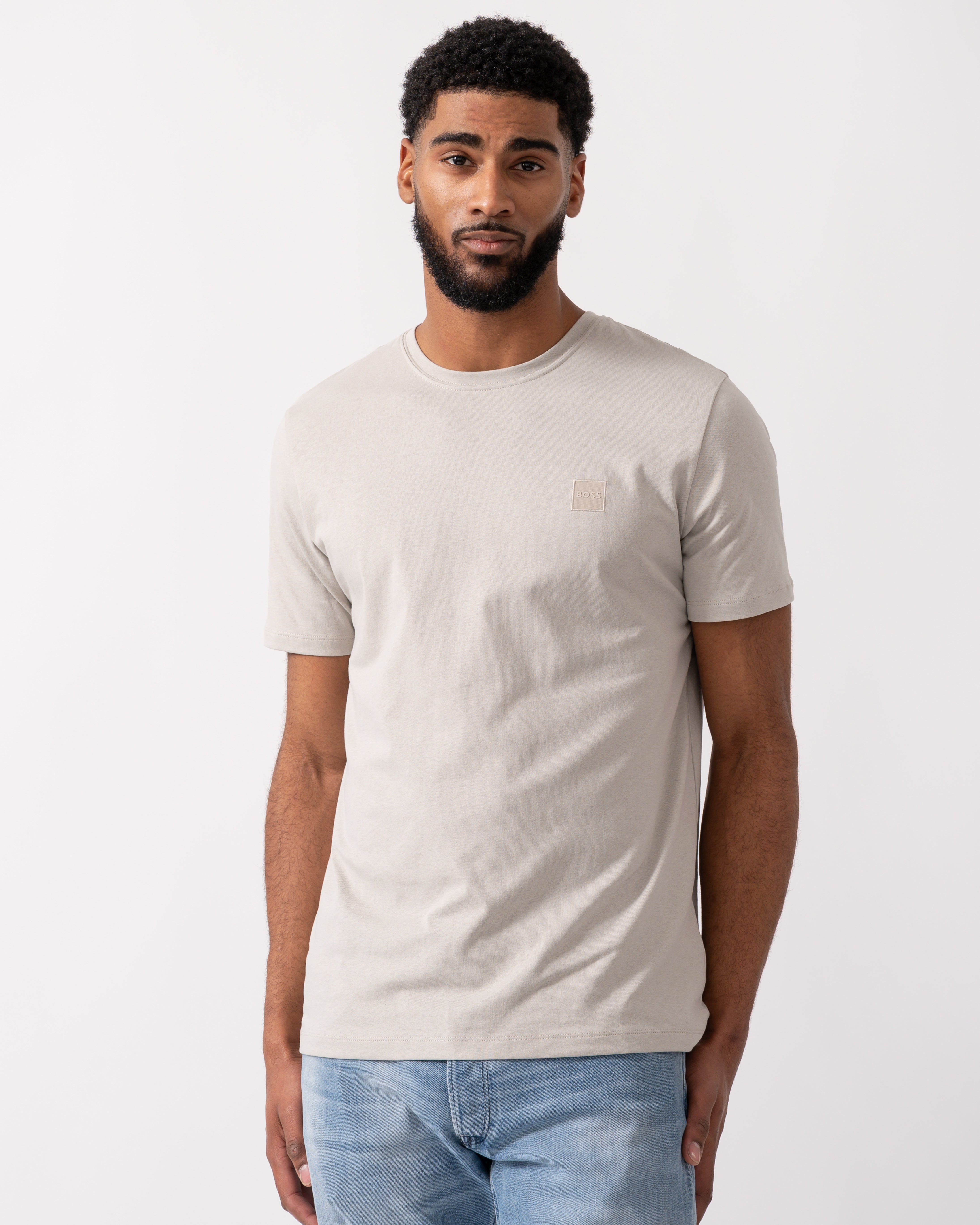 BOSS Orange Tales Mens Cotton-Jersey T-shirt With Logo Patch - Open Gr ...