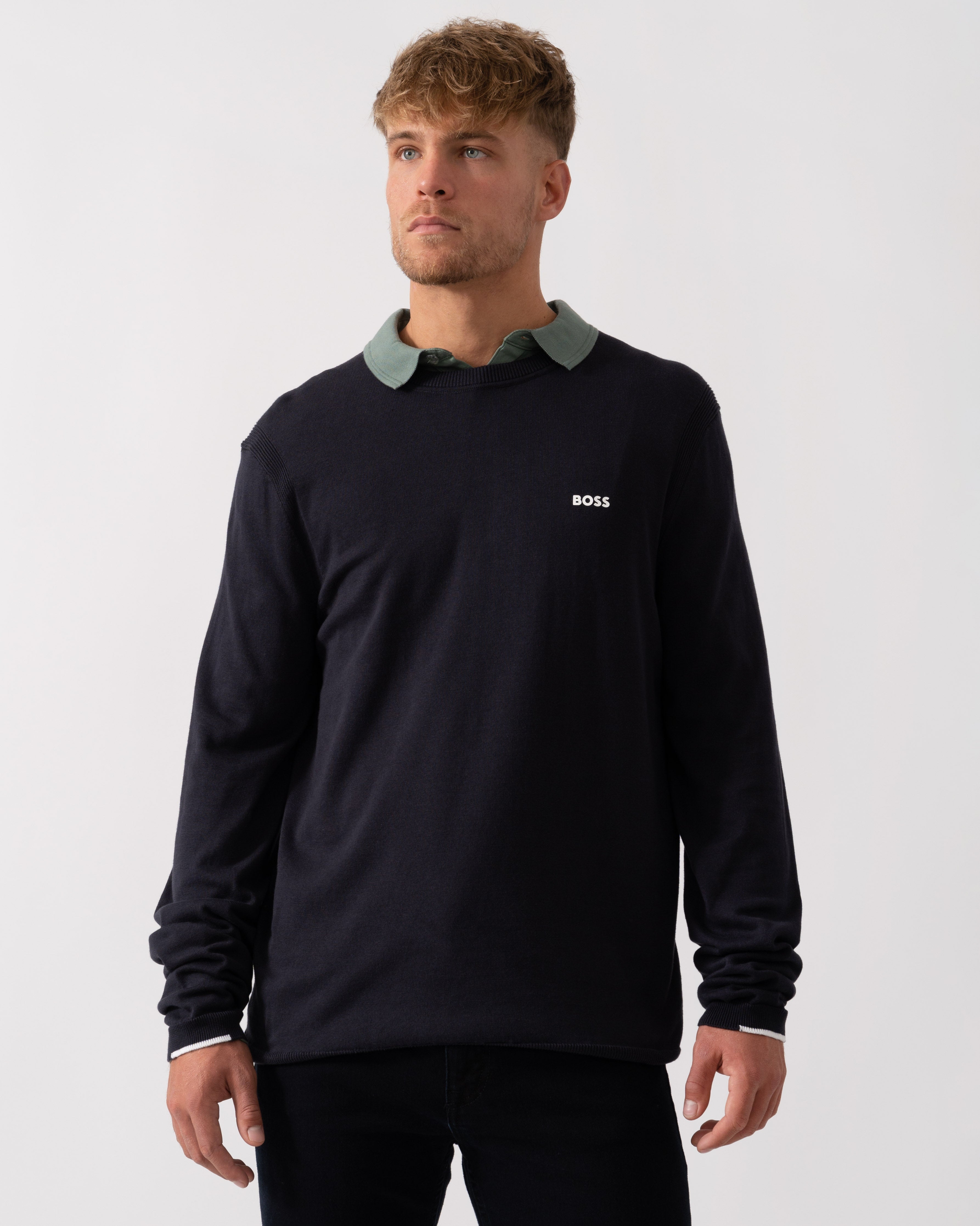 BOSS Green K_Ever-X Mens Crew Neck Jumper - Dark Blue 402 – CHO