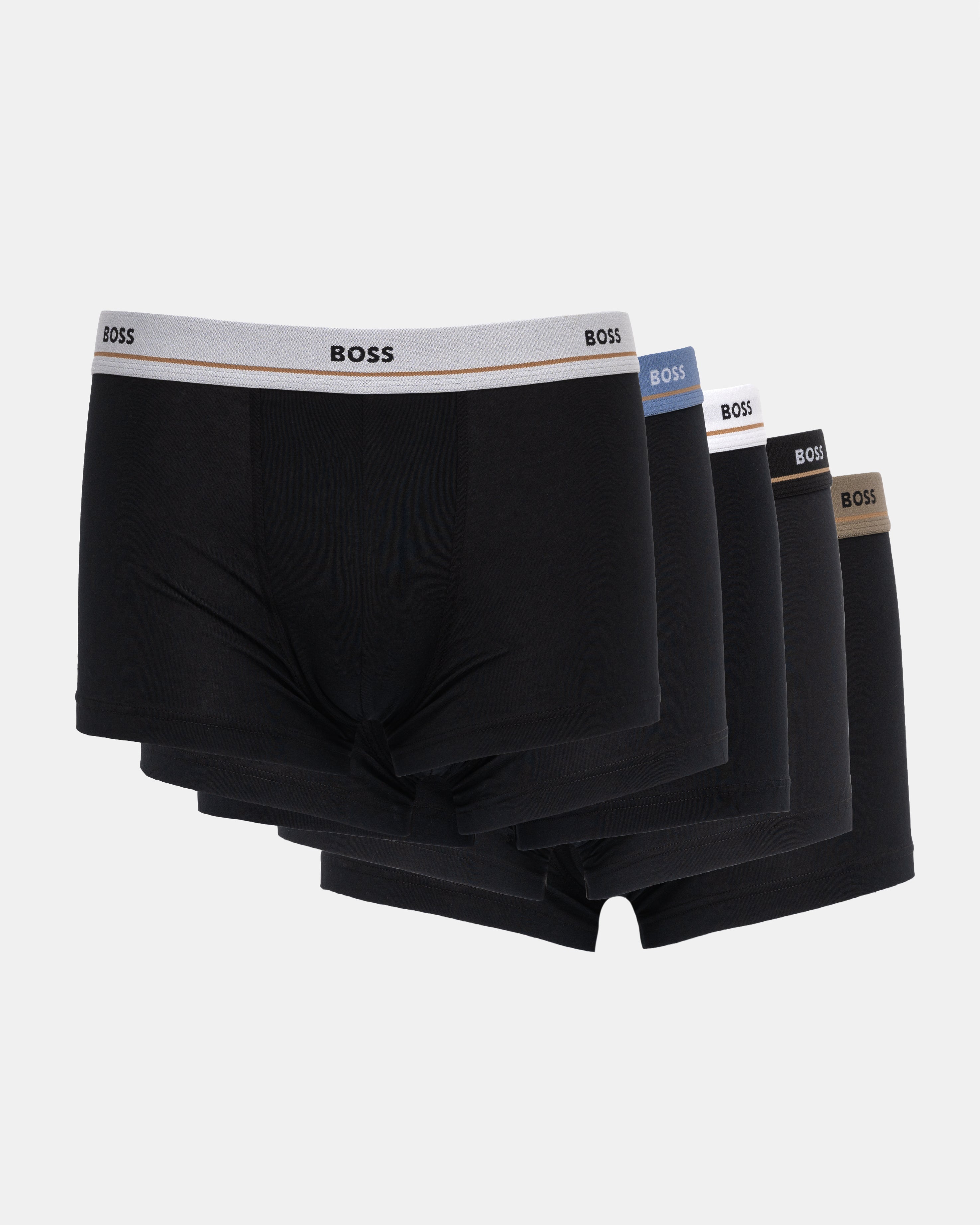 BOSS Orange 5-Pack Mens Stretch-Cotton Trunks with Logo Waistbands - O ...