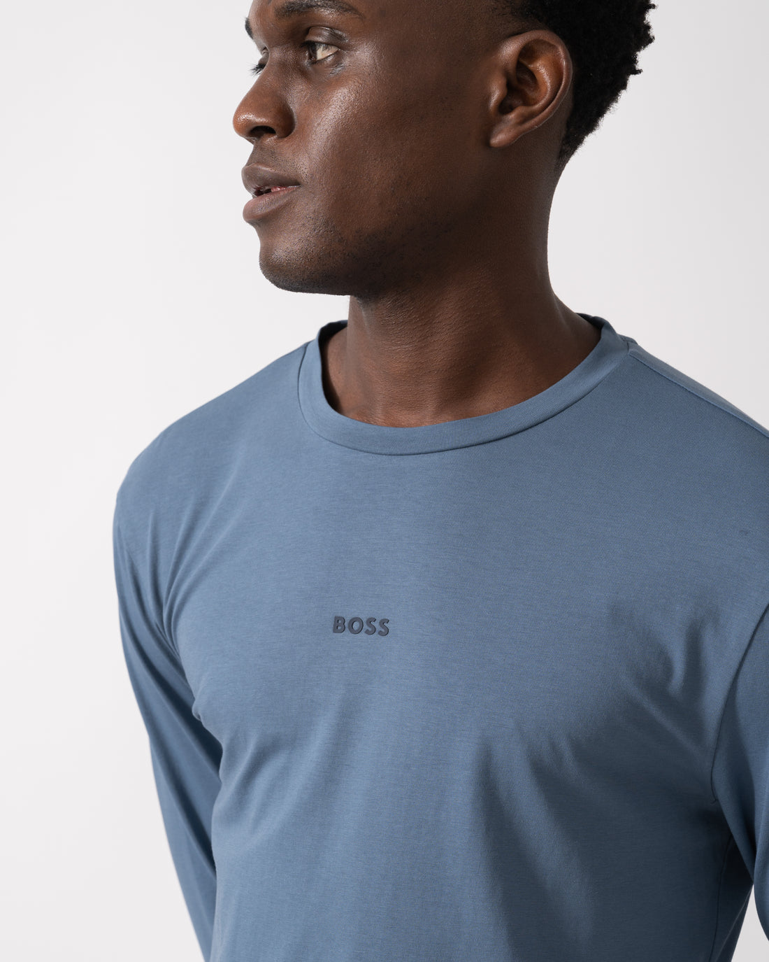 BOSS Orange Tchark Mens Long Sleeve Stretch Cotton T-Shirt - Open Blue ...