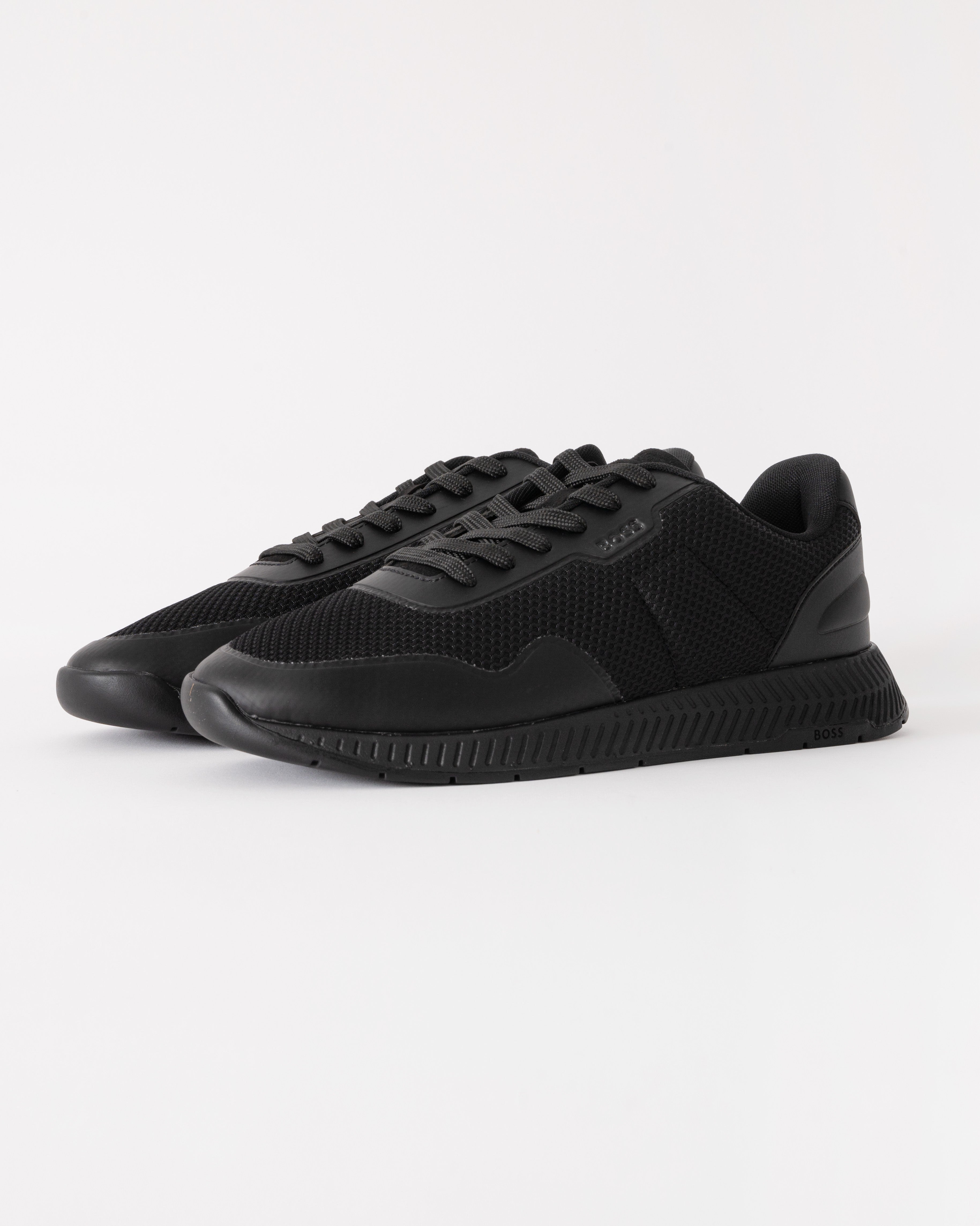BOSS Orange TTNM EVO Mens Mesh Trainers with Faux-Leather Trims - Blac ...