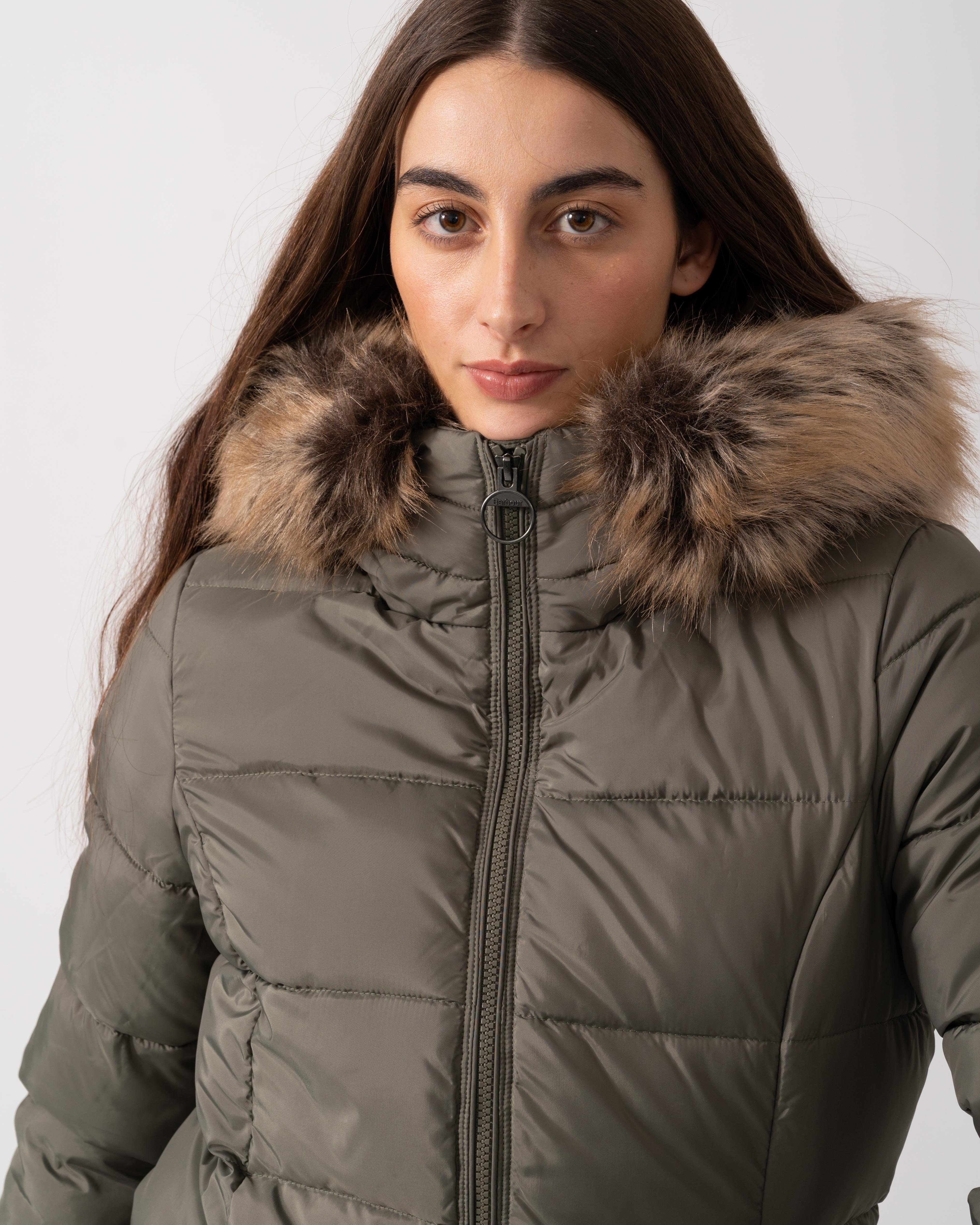 Barbour Rosoman Womens Long Puffer Jacket - Dusty Khaki – CHO