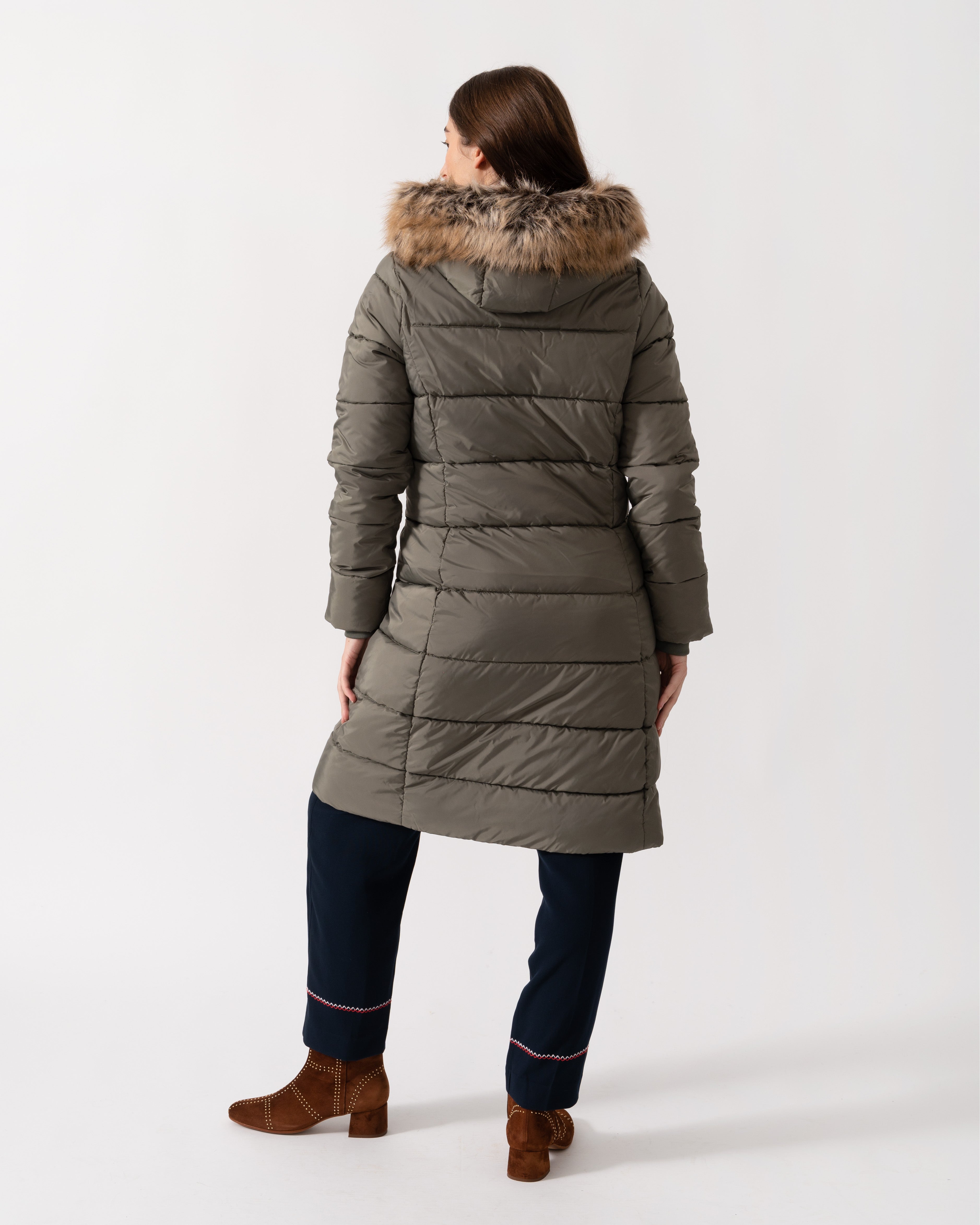 Barbour Rosoman Womens Long Puffer Jacket - Dusty Khaki – CHO