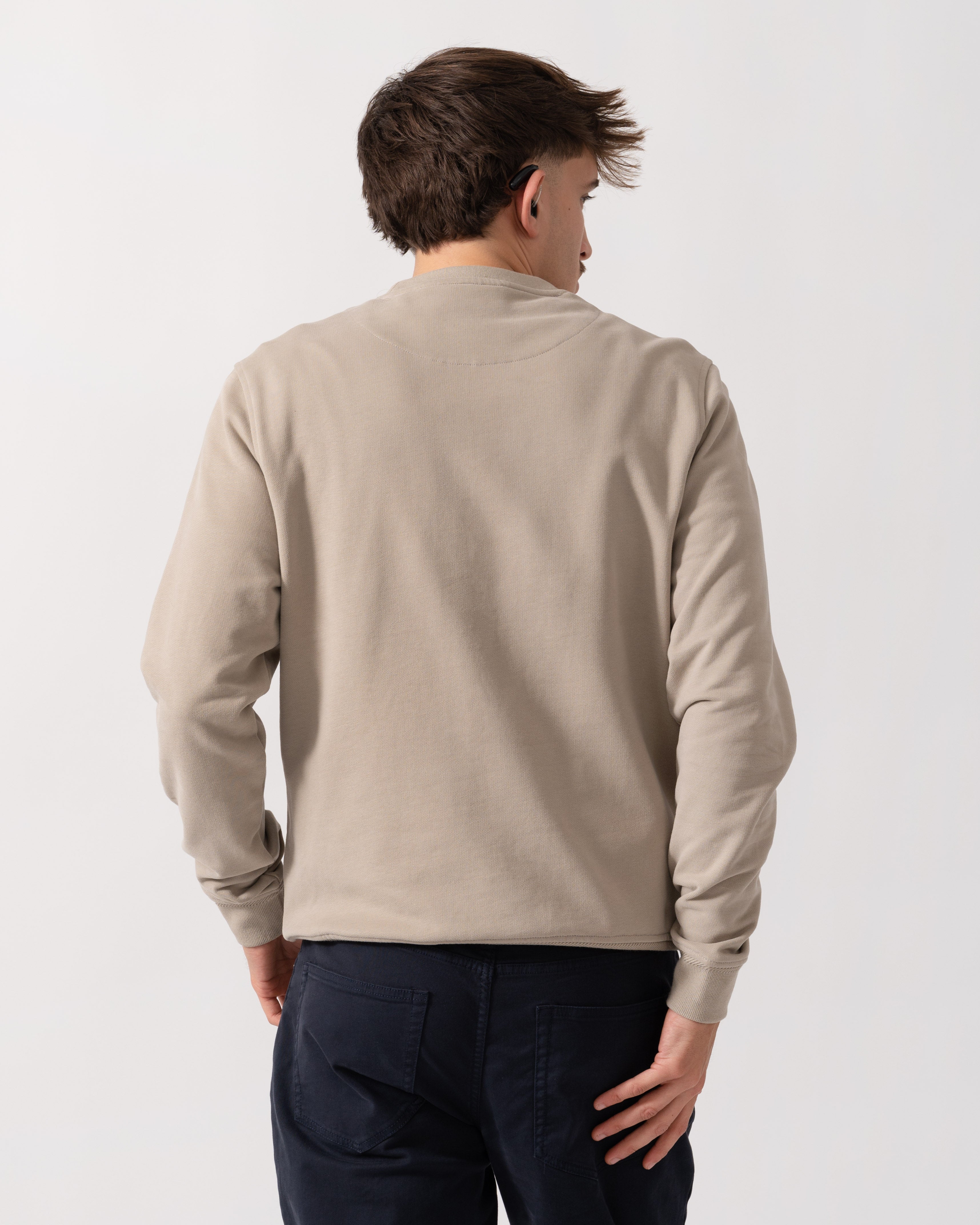 Belstaff Mens Crew Neck Sweatshirt With Logo Patch - Dark Sand – CHO