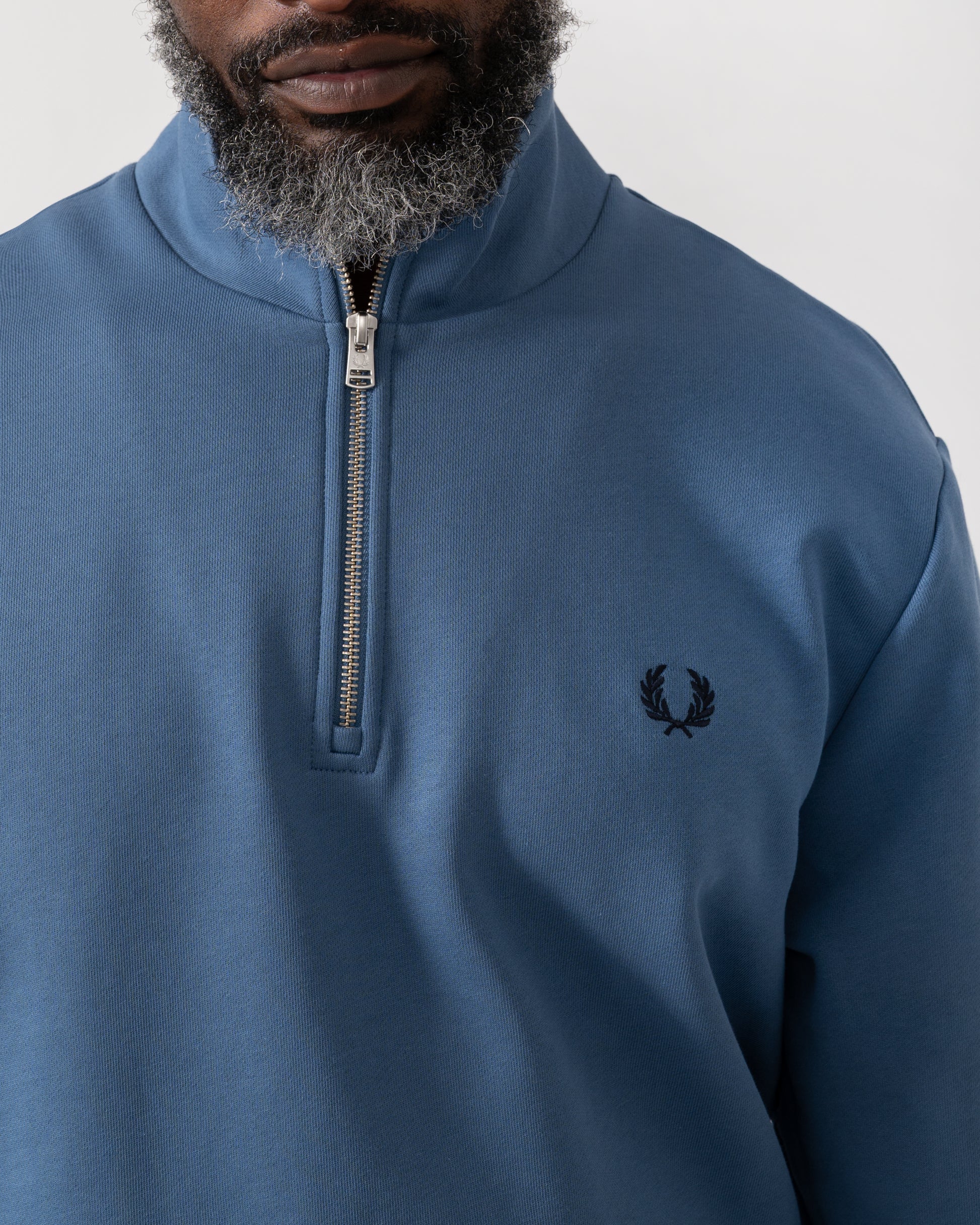 Fred Perry Mens Half Zip Sweatshirt - Ace Blue/Snow White/Tennis Blue – CHO