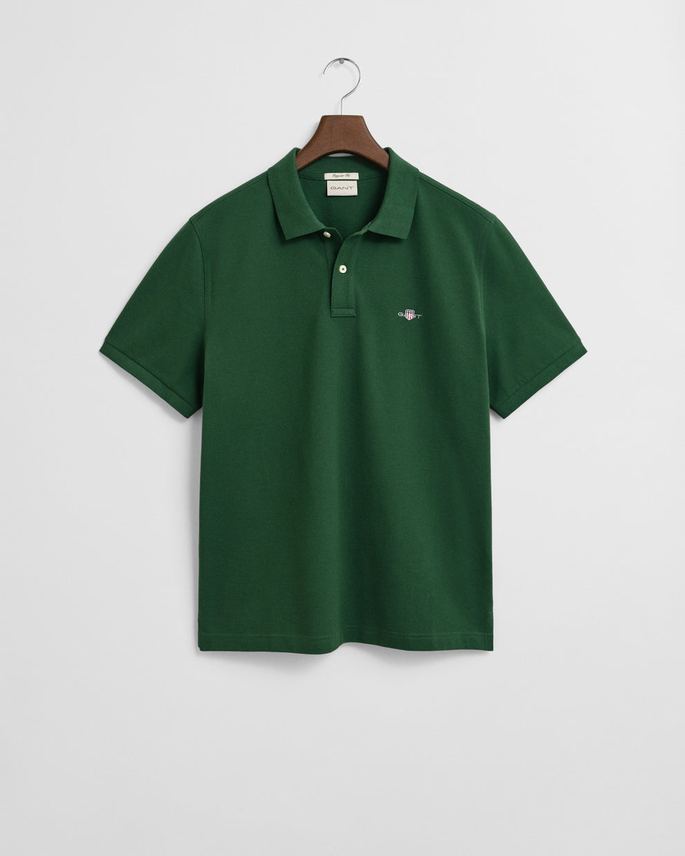 GANT Mens Regular Fit Short Sleeve Shield Logo Pique Polo - 338 Forest ...