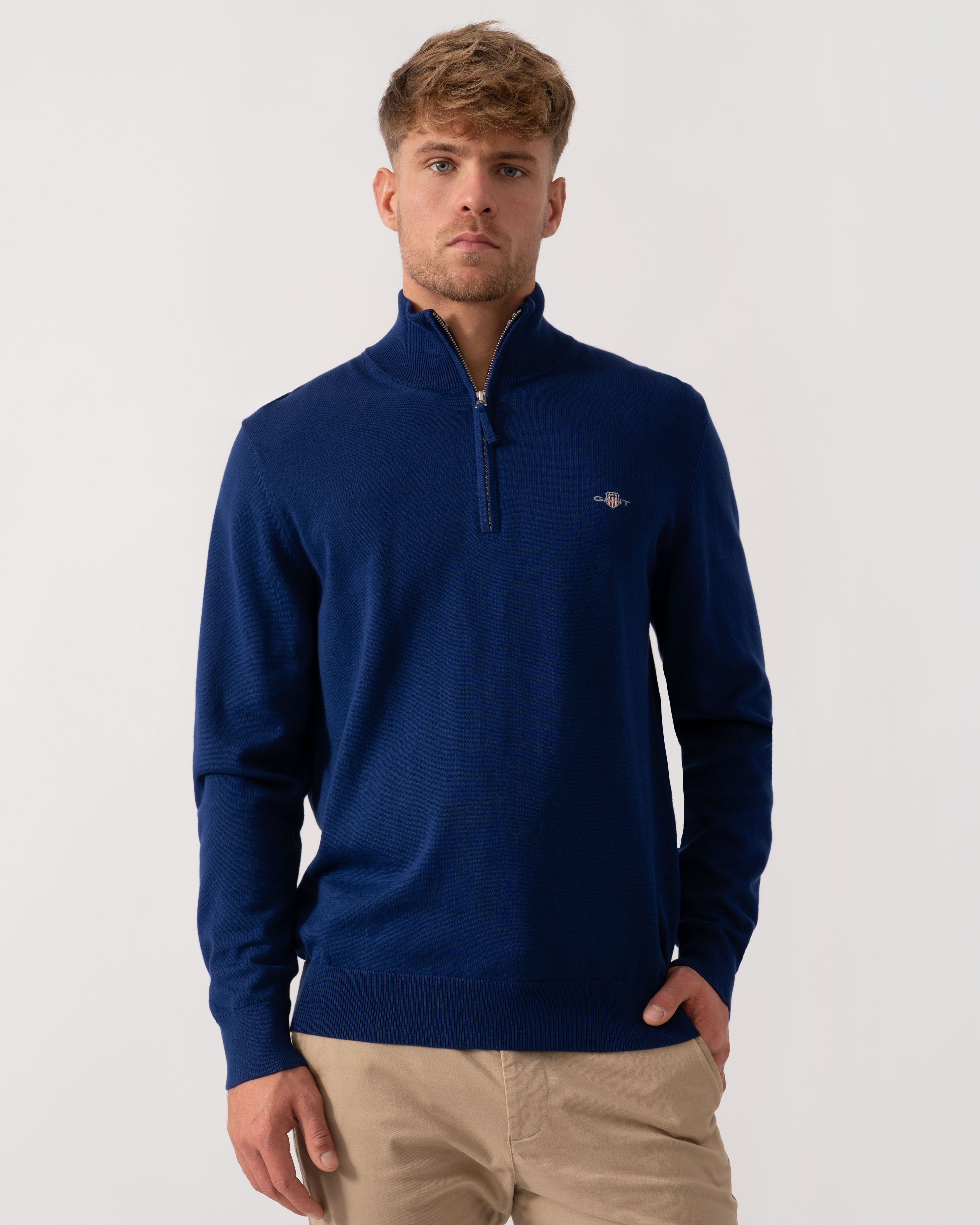 GANT Mens Classic Cotton Half Zip Jumper - 432 Rich Navy – CHO