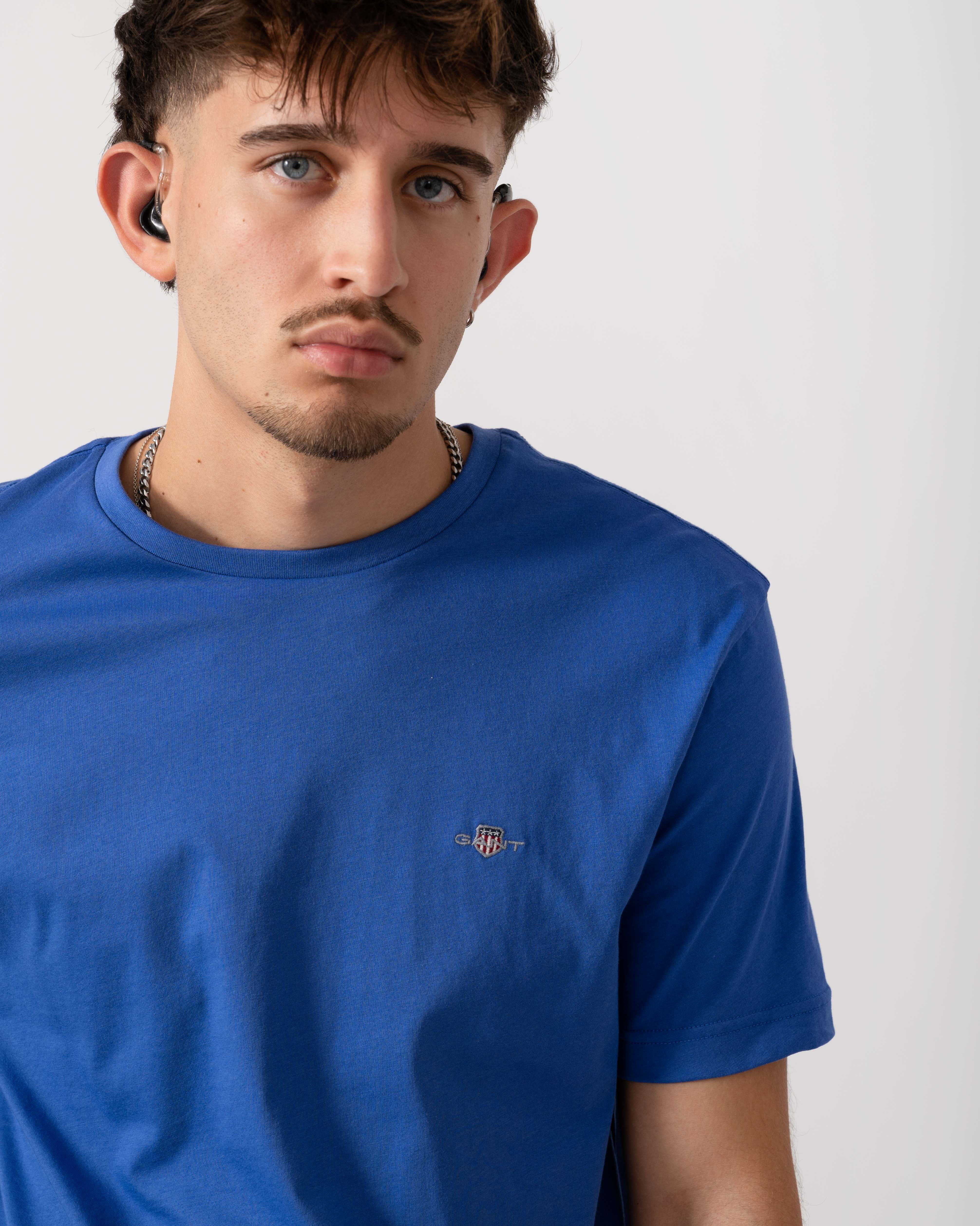 GANT Mens Regular Fit Short Sleeve Shield Logo T-Shirt - 417 Royal Blu ...