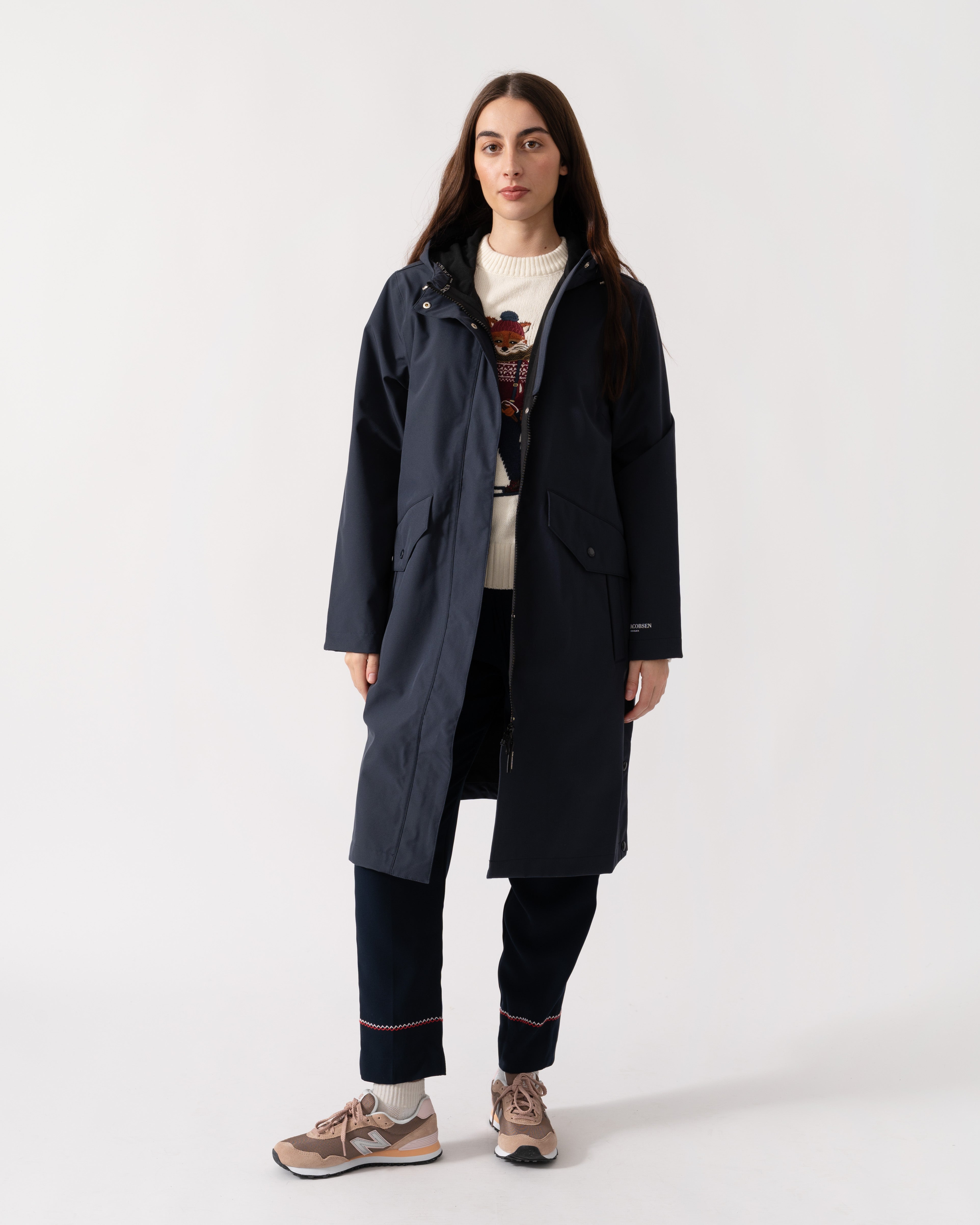 Ilse Jacobsen Daybreak Womens Long Softshell Raincoat - Dark Indigo 66 ...