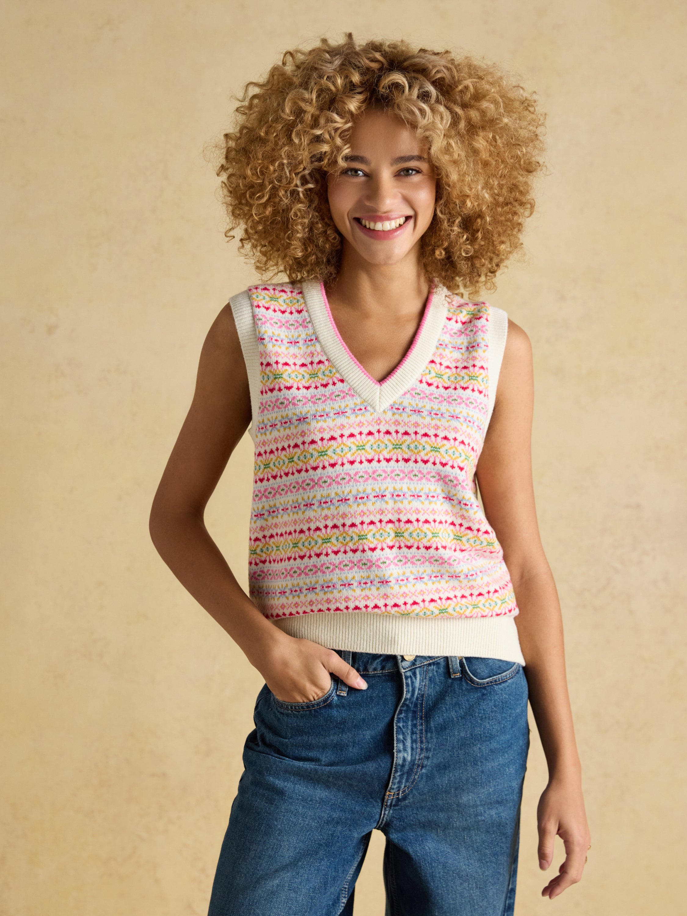 Joules Islay Womens V-Neck Knit Tank Top - Multi – CHO