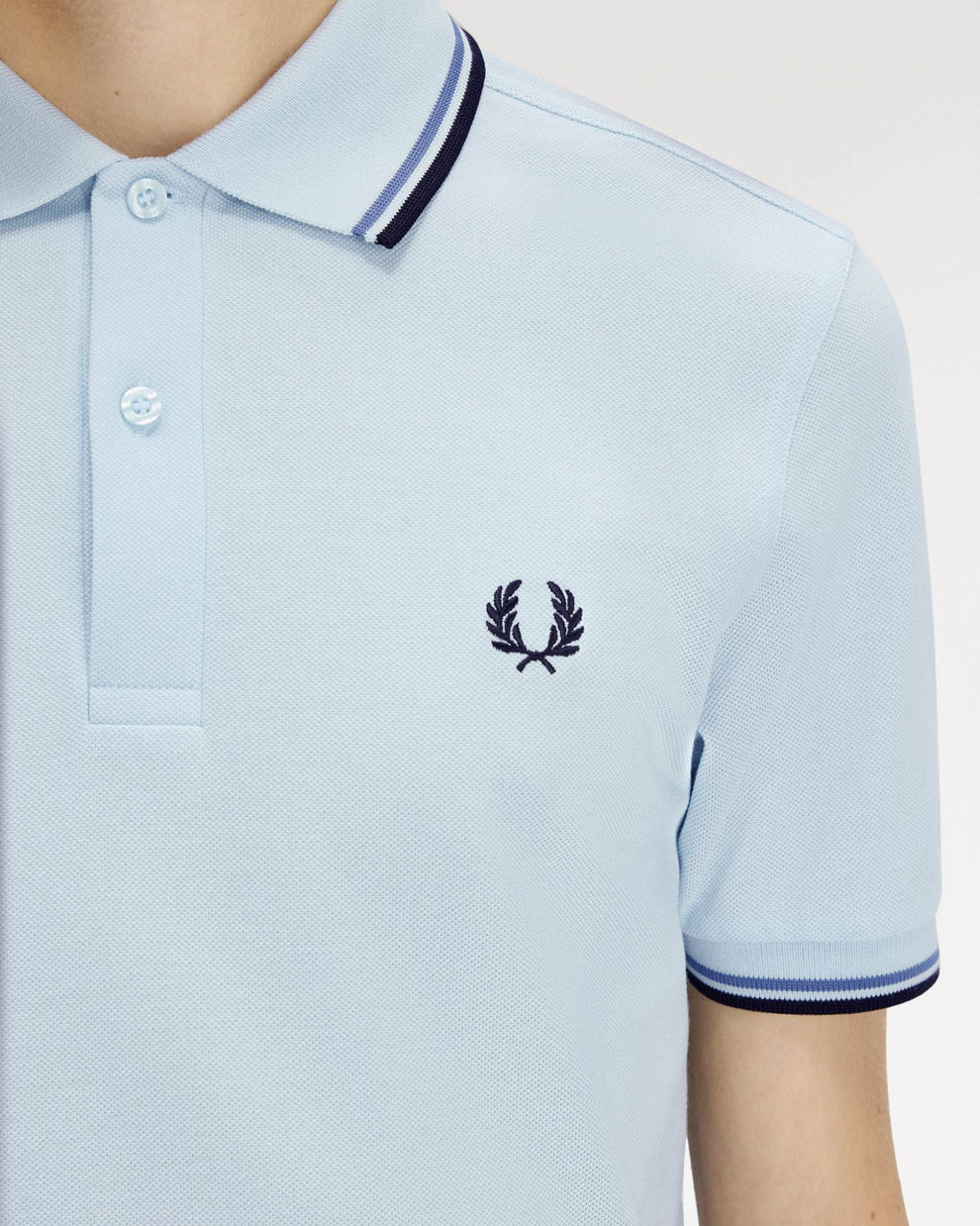 Fred Perry Mens Twin Tipped Signature Polo Shirt - Light Ice/Ace Blue ...