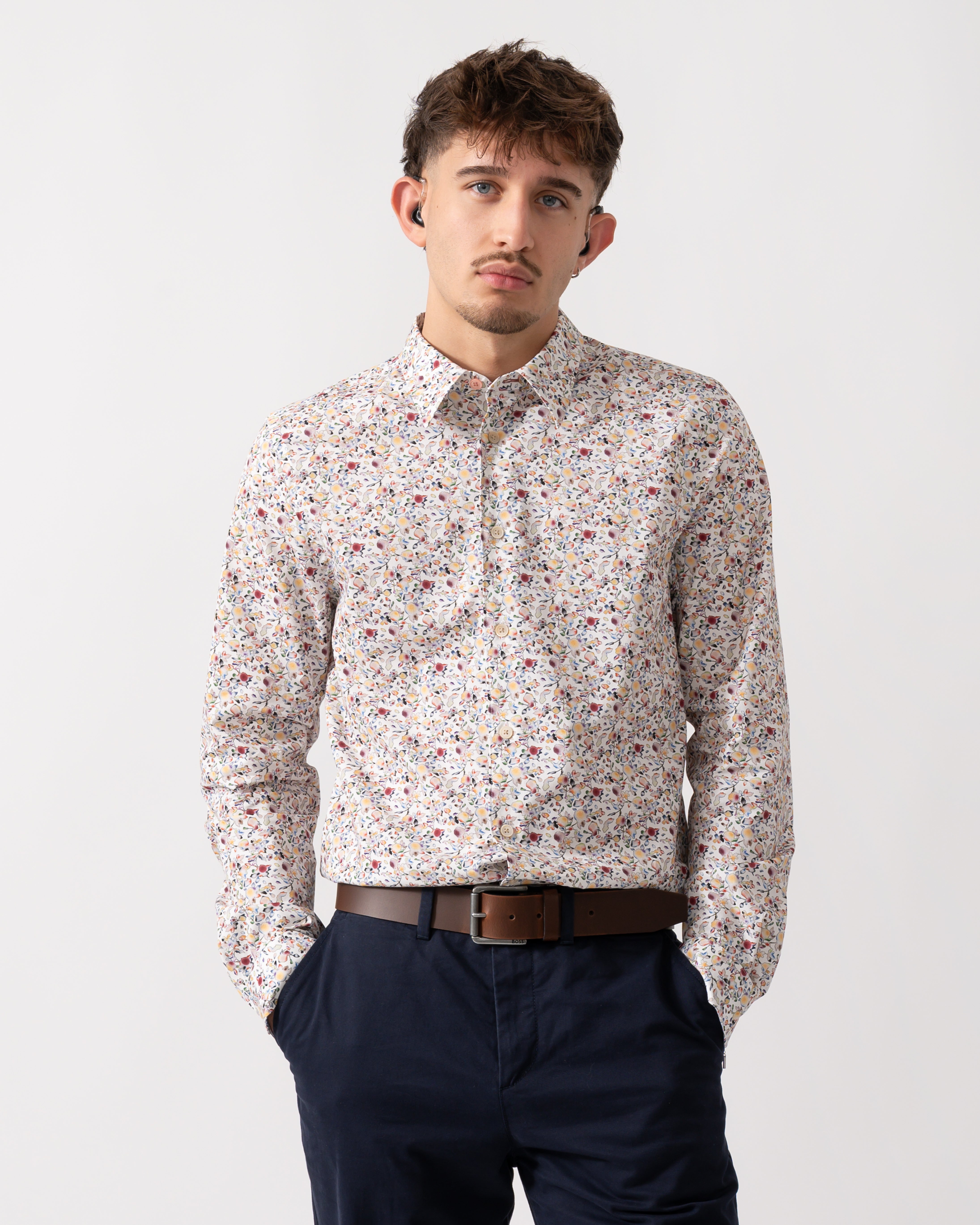 PS Paul Smith Mens Long Sleeve Tailored Fit Floral Shirt - 92 Multicol ...