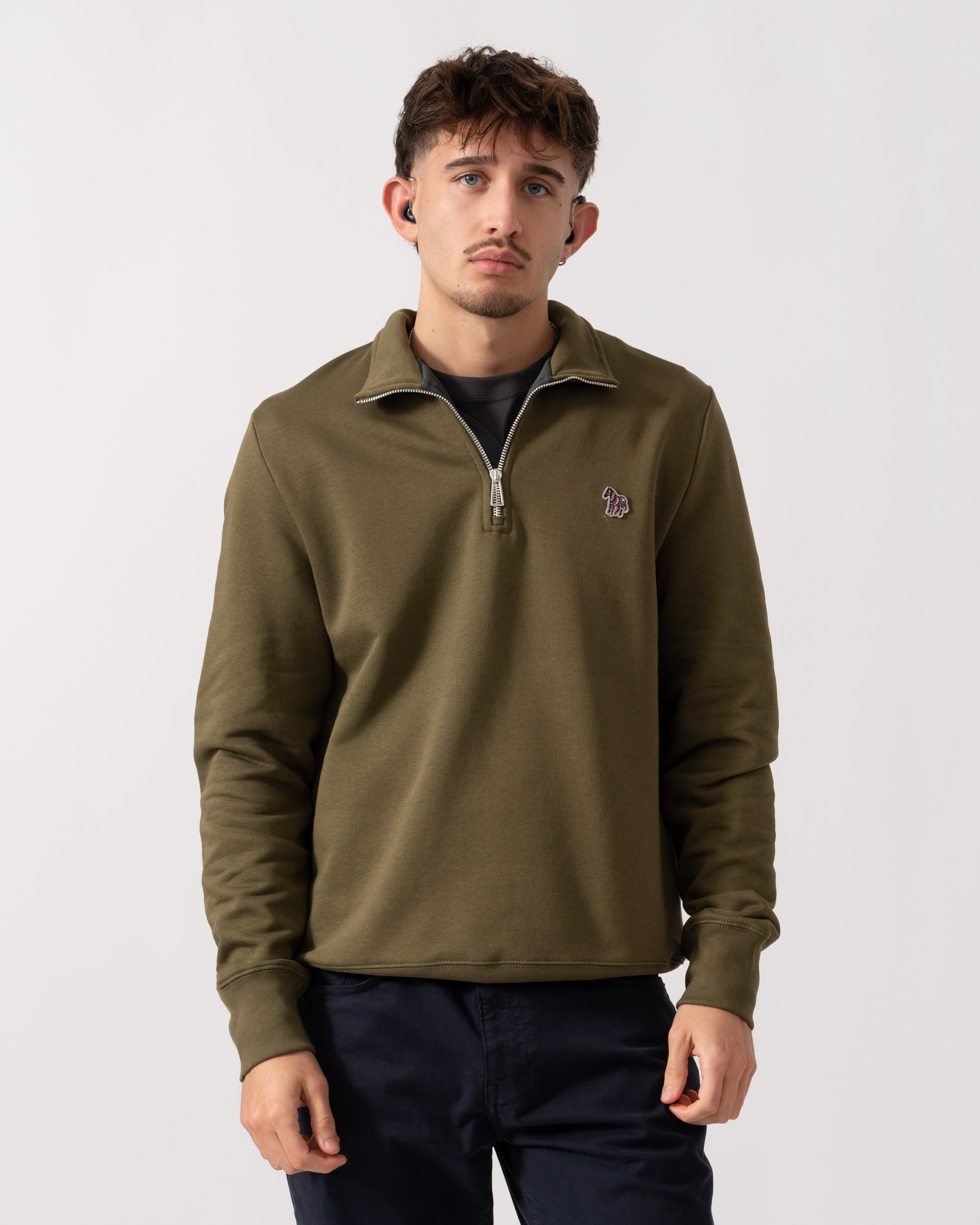 PS Paul Smith Mens Reg Fit Half Zip Zebra Logo Top - 36E Green – CHO