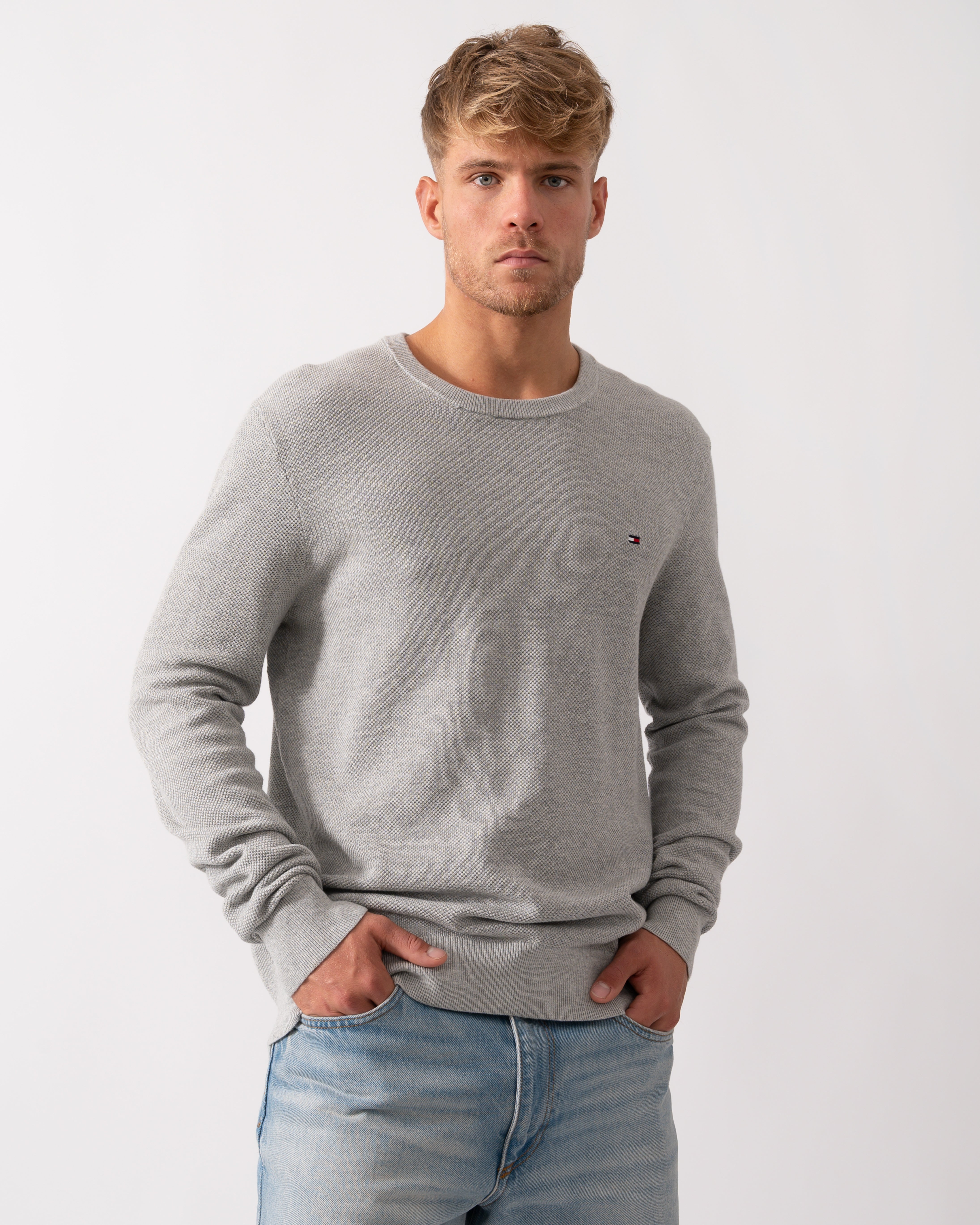 Tommy Hilfiger Essential Structure Crew Neck Mens Sweatshirt - Light G ...